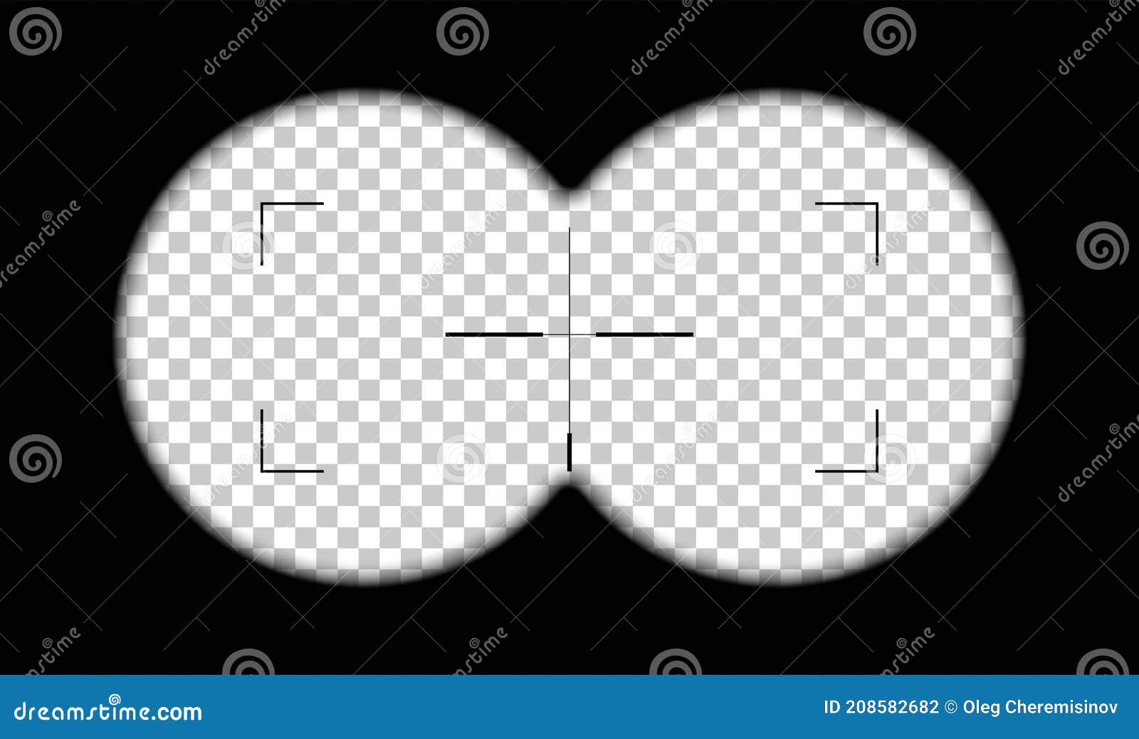 Looking In Periscope Or Binoculars At Target On Black Background. Sight ...