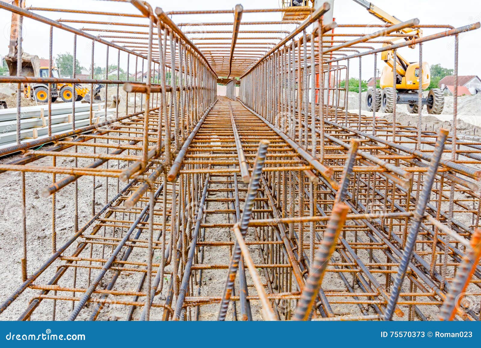 Looking through Pillars Basic Profile Made of Tied Reinforcing R Stock ...