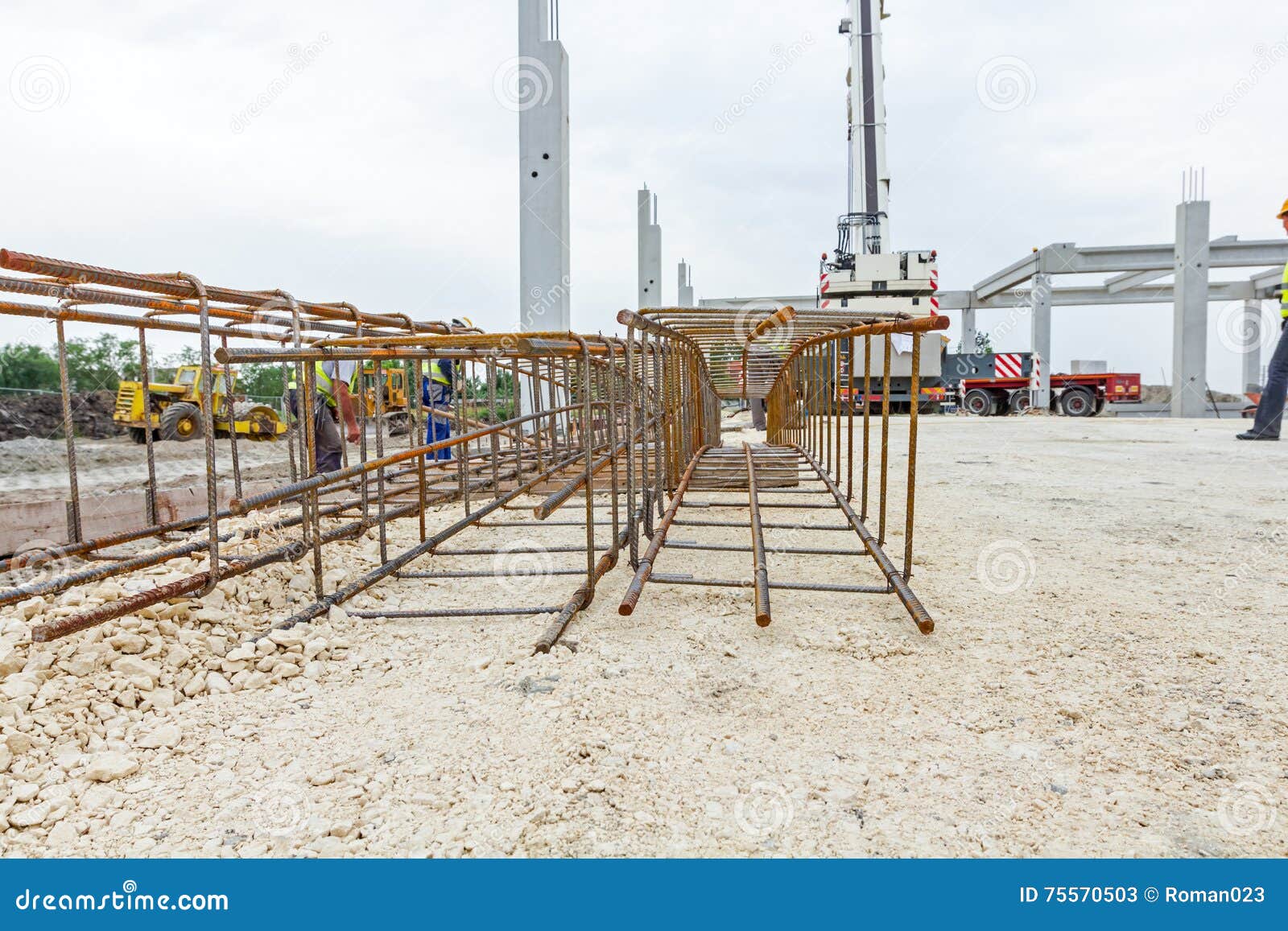 Looking through Pillars Basic Profile Made of Tied Reinforcing R Stock ...