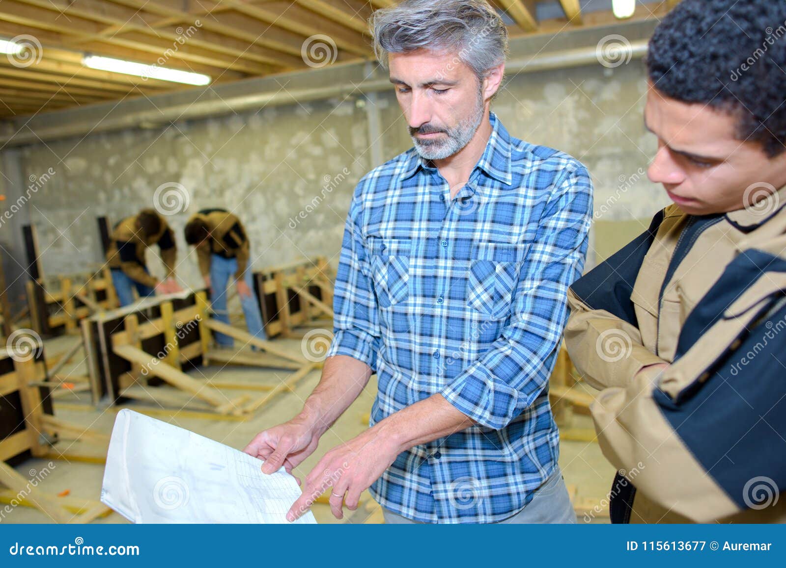 Looking at the plan stock image. Image of project, adult - 115613677