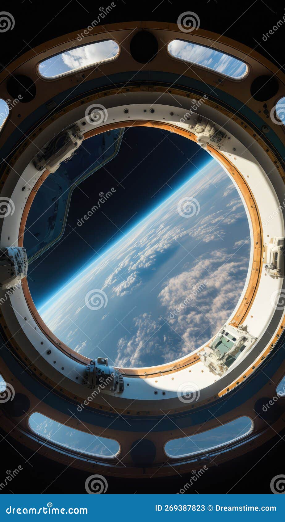 Looking at Planet Earth Trough a Window at the Spacestation Above Earth ...