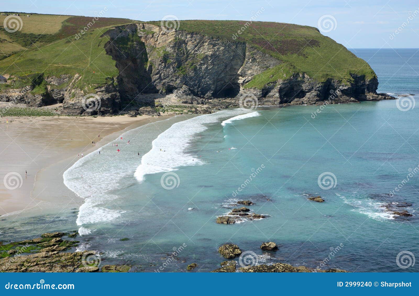 Looking at Portreath Beach. Stock Photo - Image of tourists, surf: 2999240
