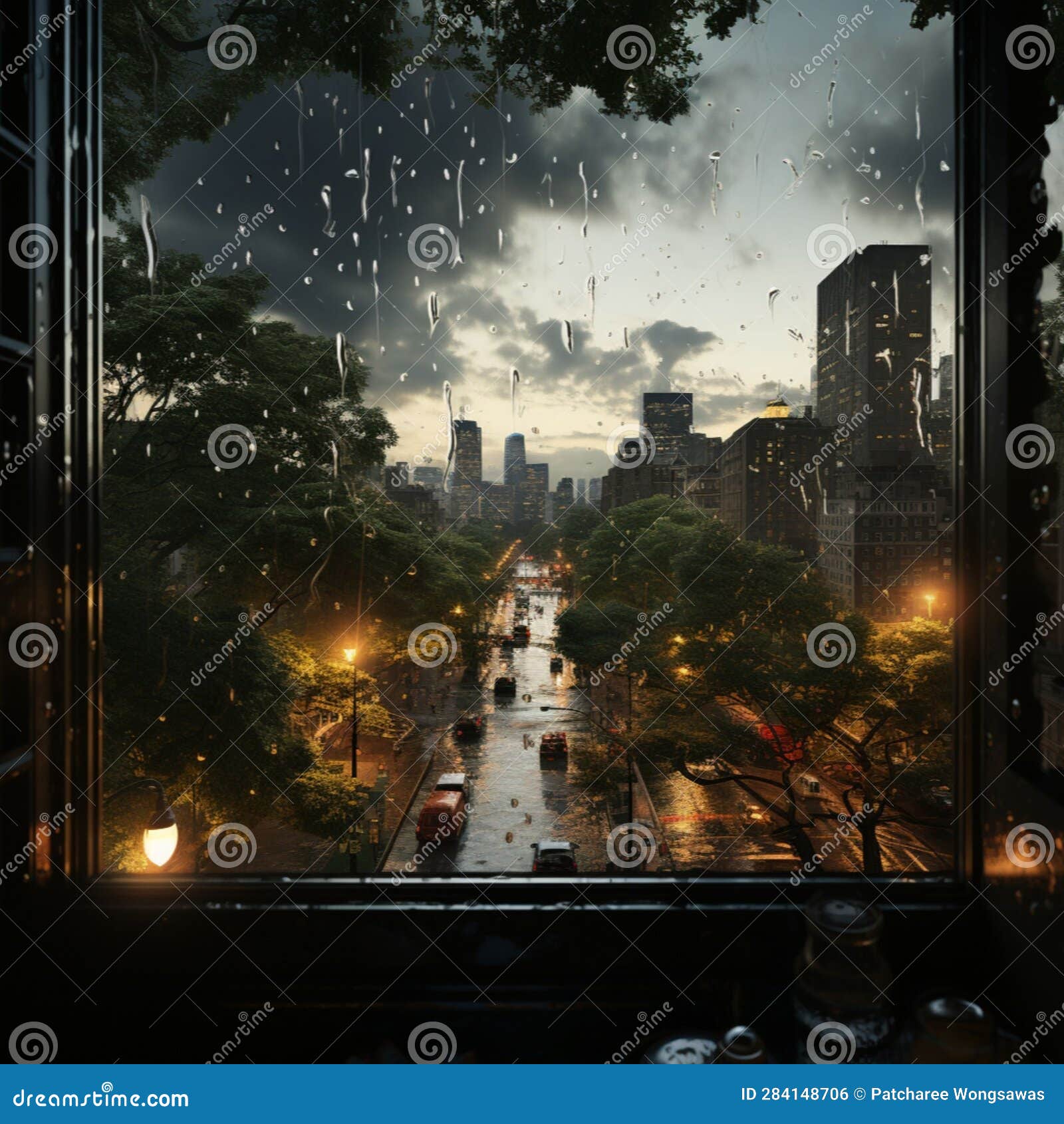 Looking at the Rain through the Window Stock Illustration ...