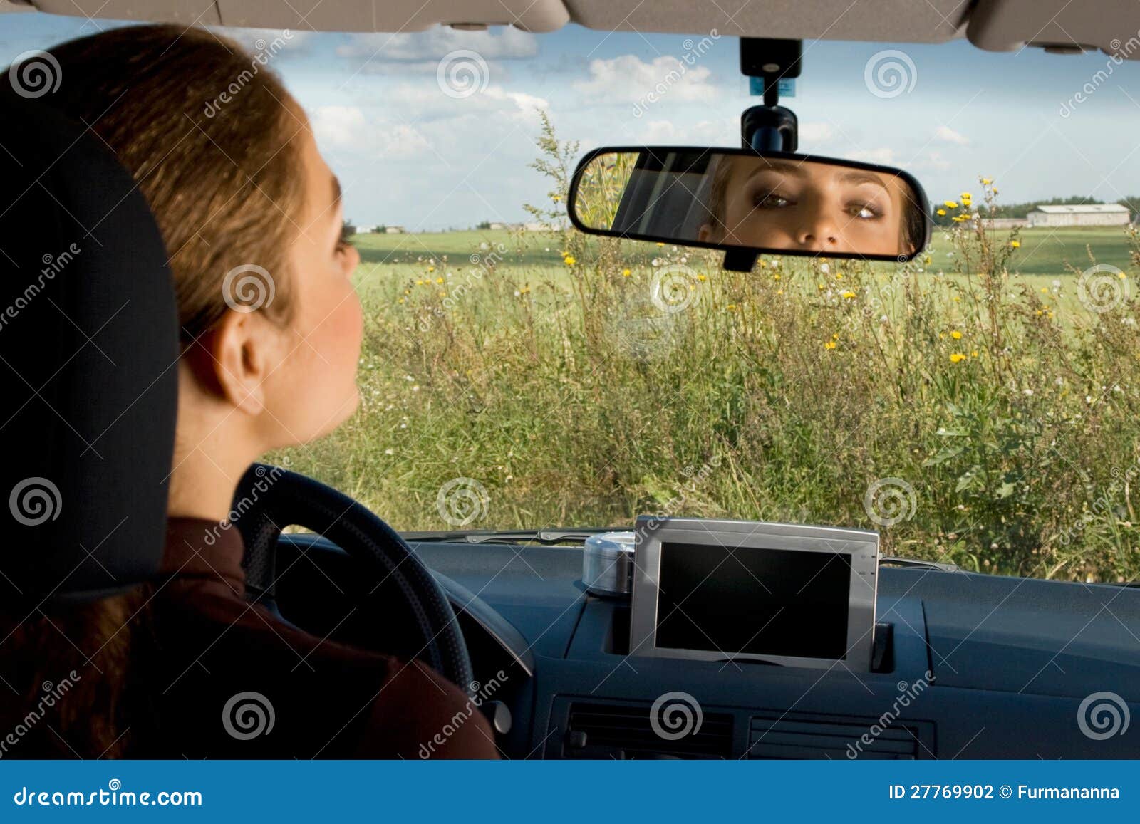 Looking at the Rear-view Mirror. Stock Photo - Image of journey, novice ...