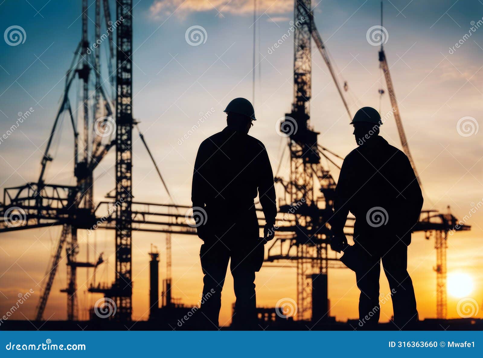Looking Sunset Construction Survey Silhouette Sunset Blueprints ...