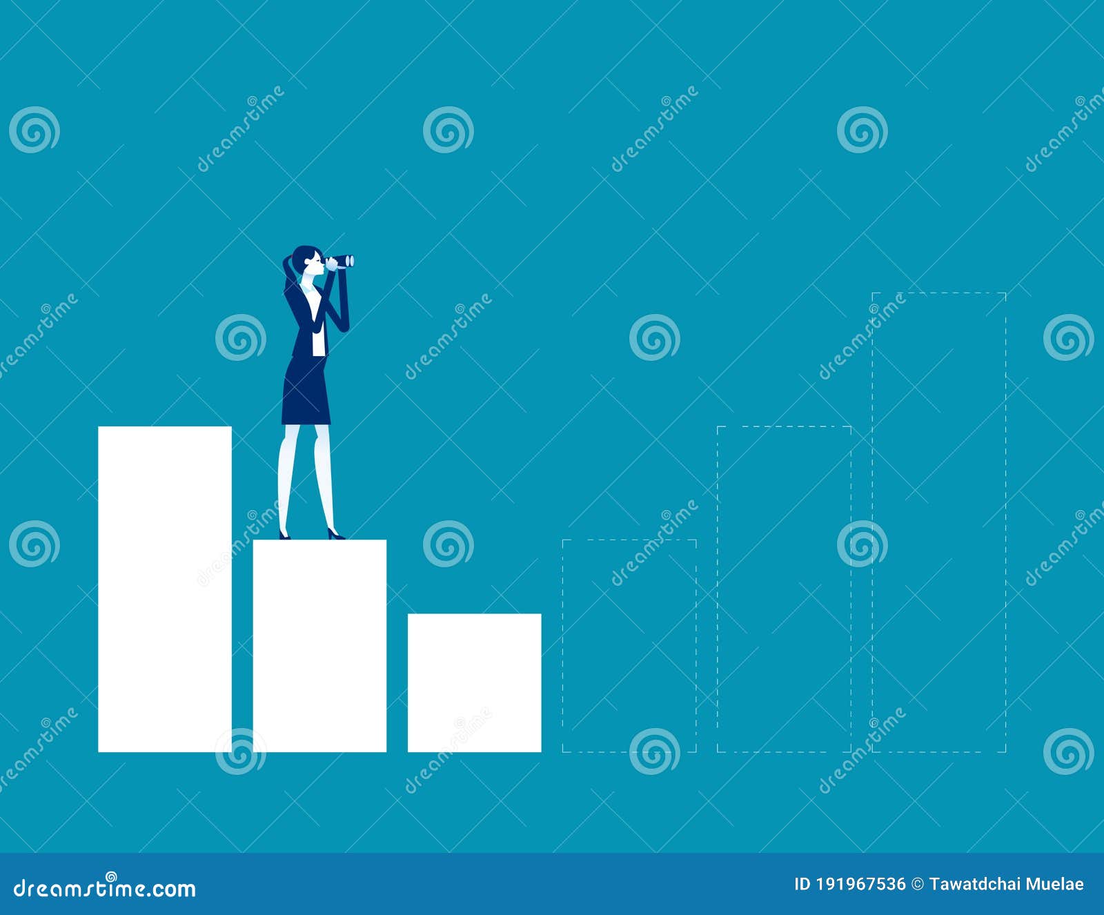 Looking through Telescope and Prediction Future of Bar Graph. Business ...