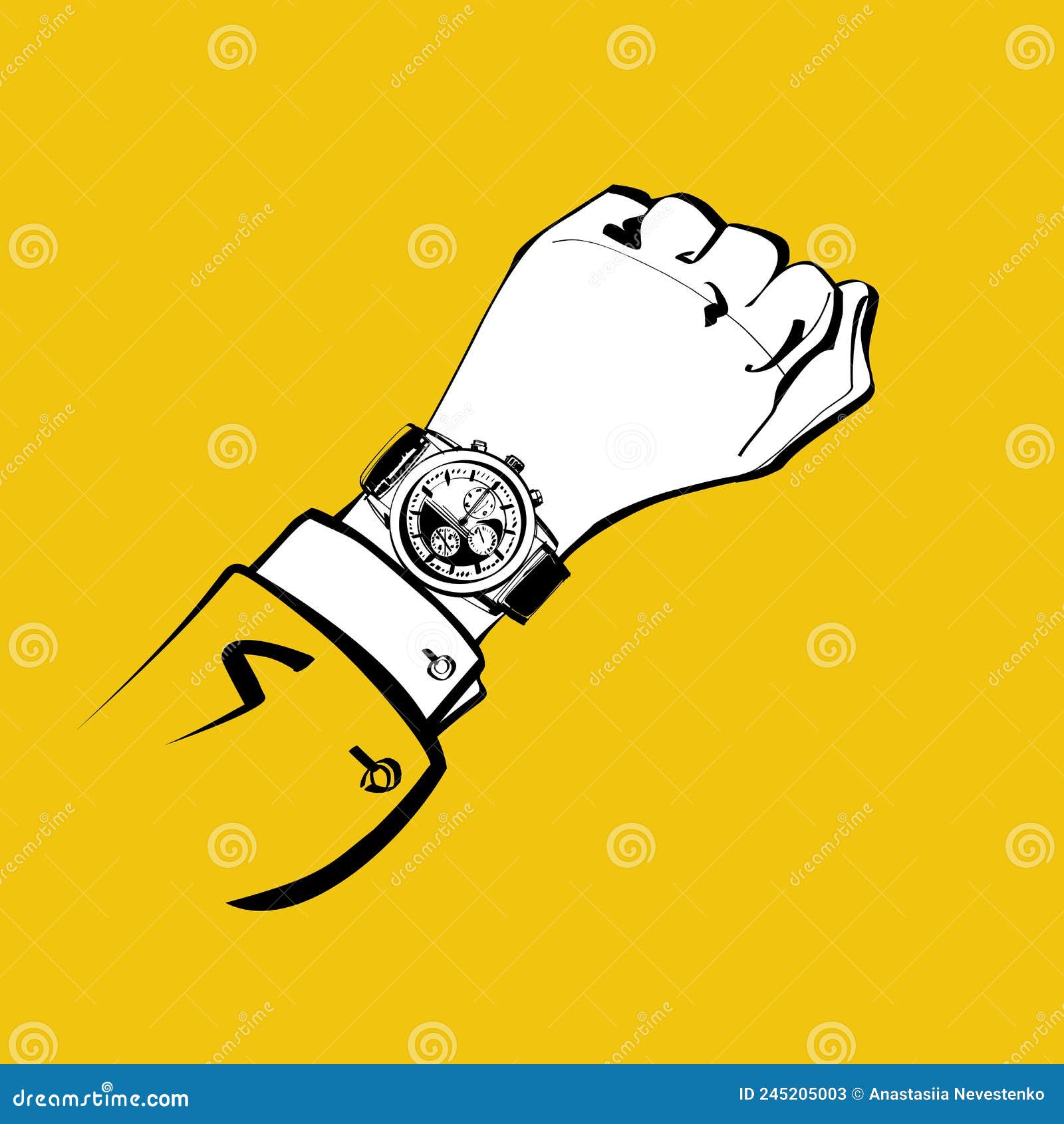 Looking Time Sketch Drawing Design. Human in Suit Watching Time Stock ...