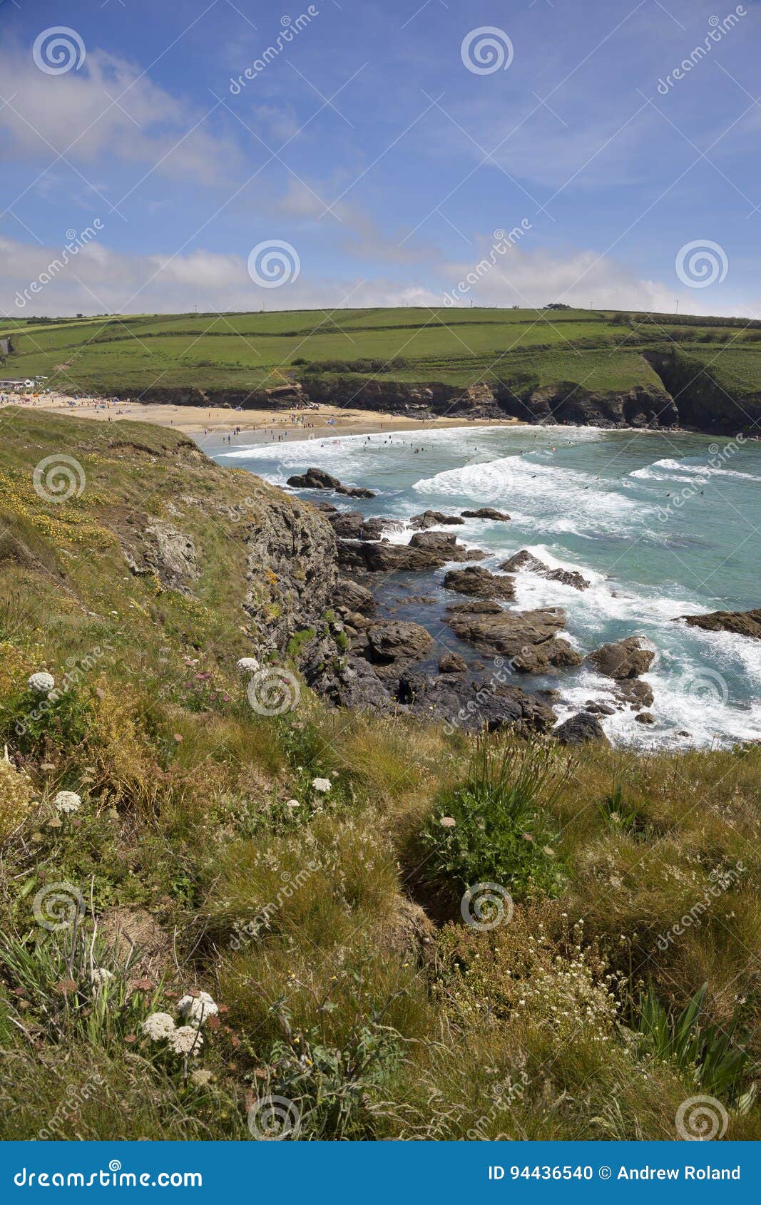 Looking Towards Poldhu Cove, Cornwall, England Stock Photo - Image of ...