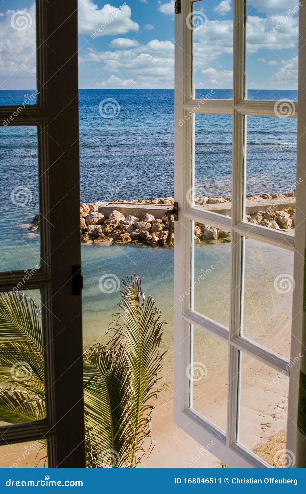 Looking Trough a Window on a Caribbean Beach Stock Image - Image of ...