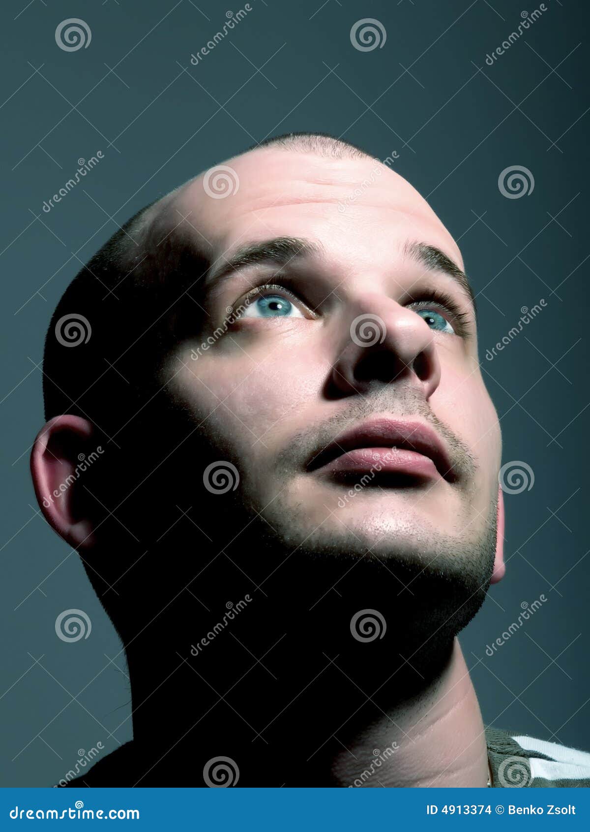 Looking up stock photo. Image of face, model, light, adult - 4913374