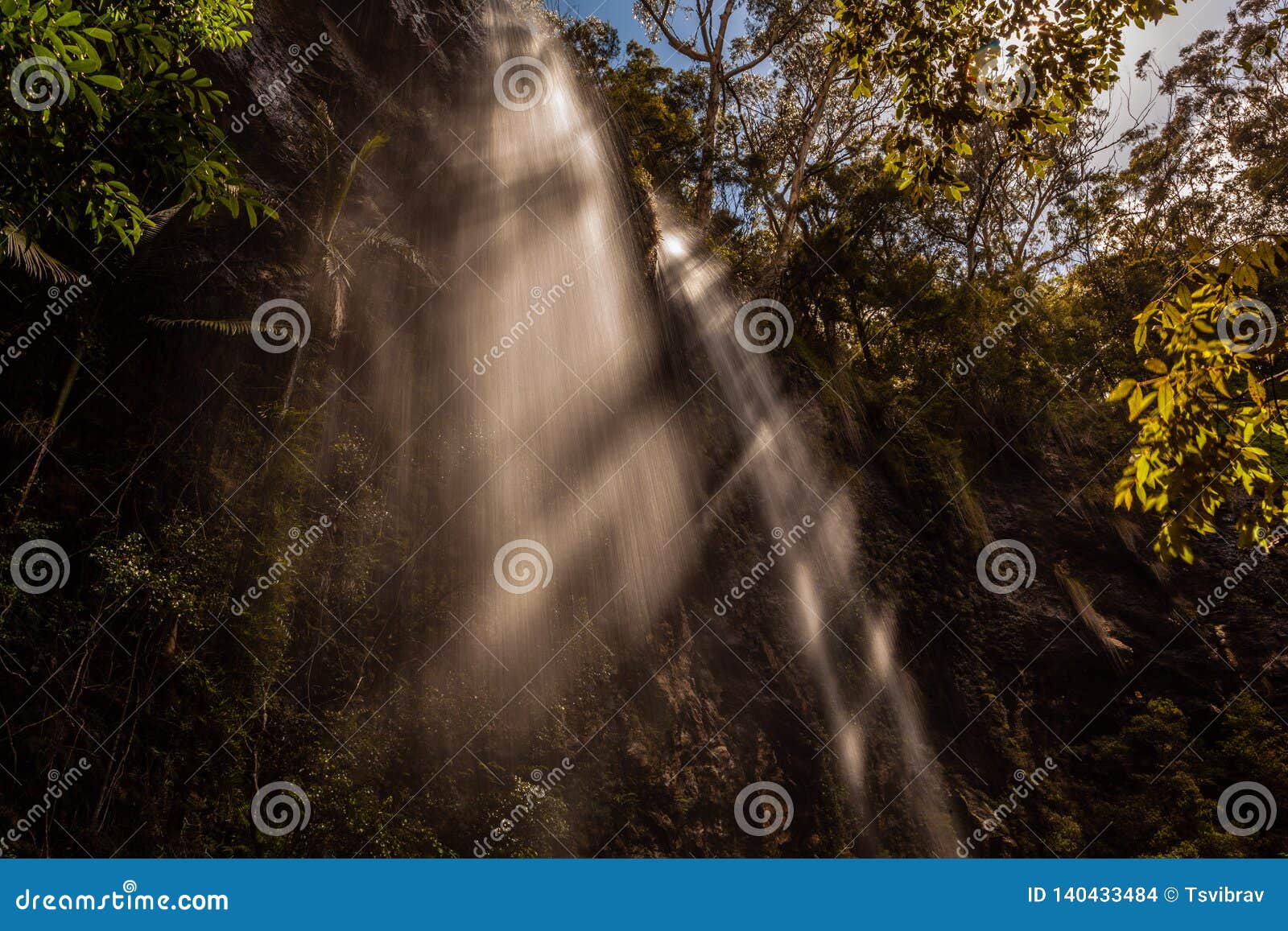 Waterfall Falling Down The Cliffs Into The Jungle Royalty-Free Stock ...