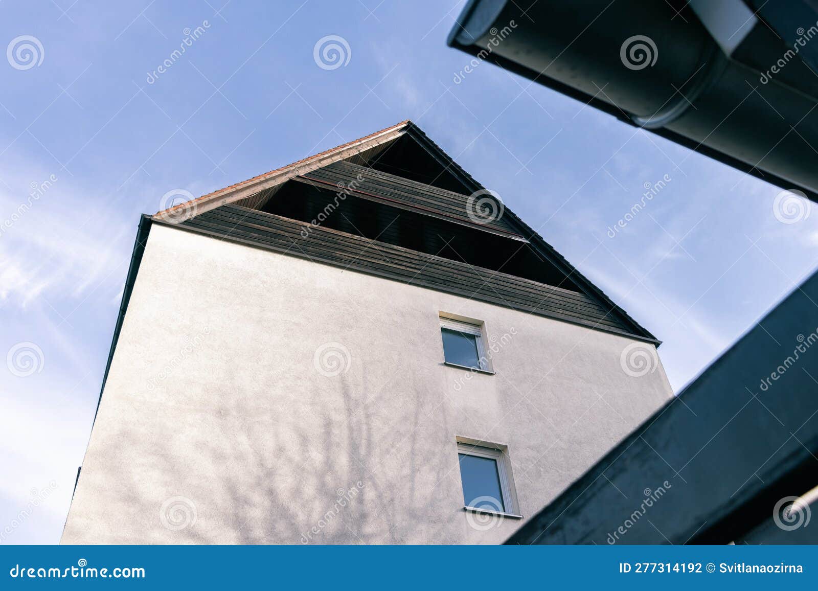 Looking Up from Below at the Triangular Roofs of the White Houses Stock ...