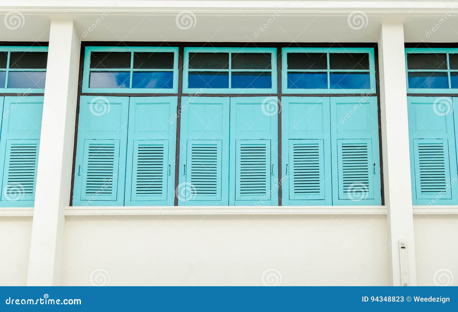 Looking Up at Blue Windows at Building Stock Image - Image of structure ...