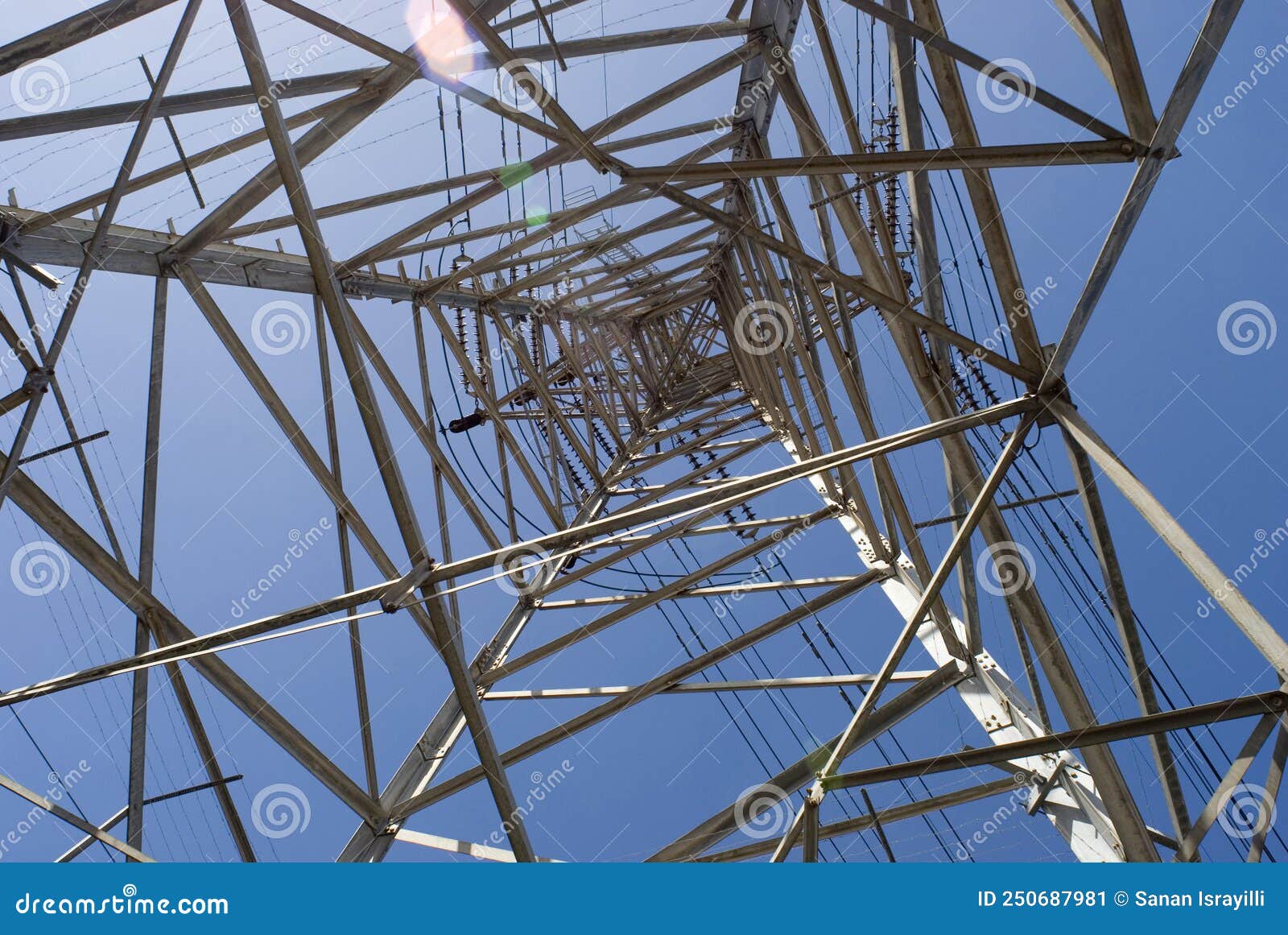 Looking Up from the Bottom of an Electric Power Tower Stock Image ...