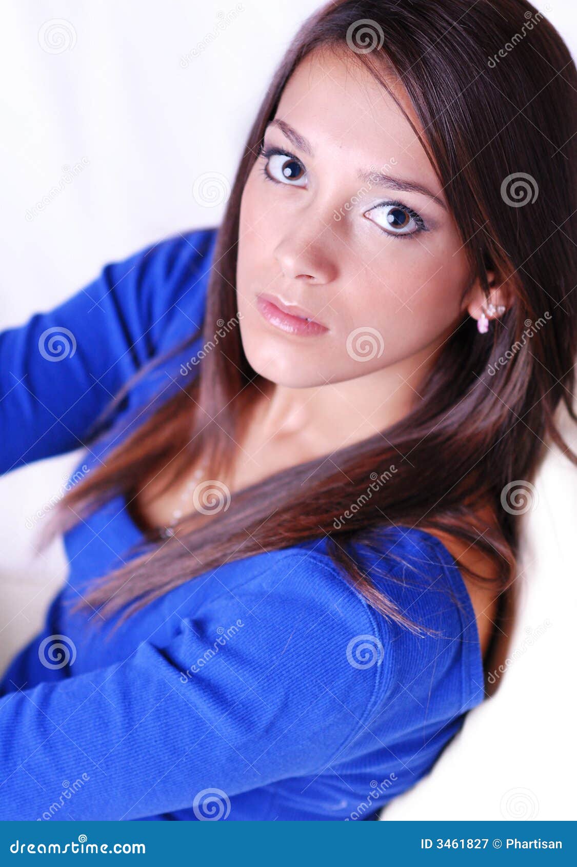 Looking up at camera stock image. Image of girl, fresh - 3461827