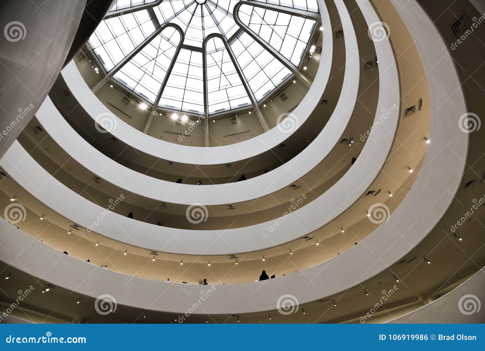 Looking Up at Dome Inside Museum with Pattern and Lights and Skylight ...
