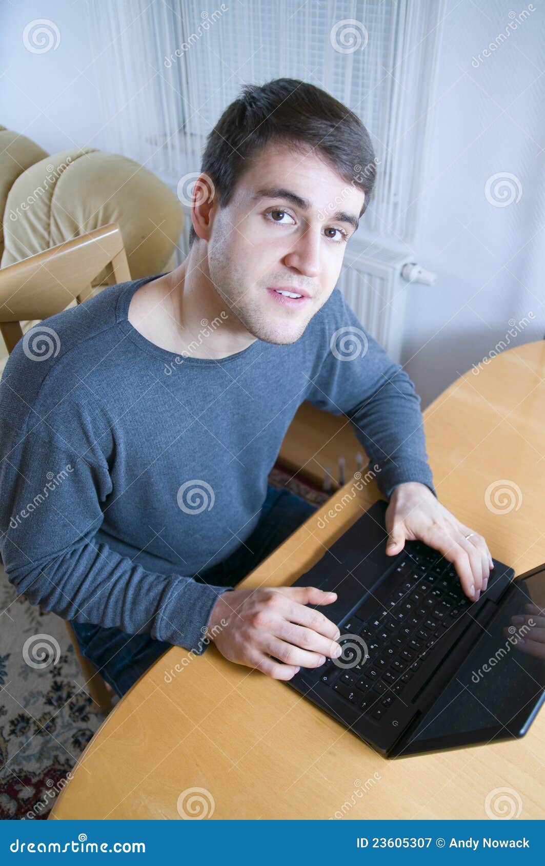 Looking up at the laptop stock image. Image of place - 23605307