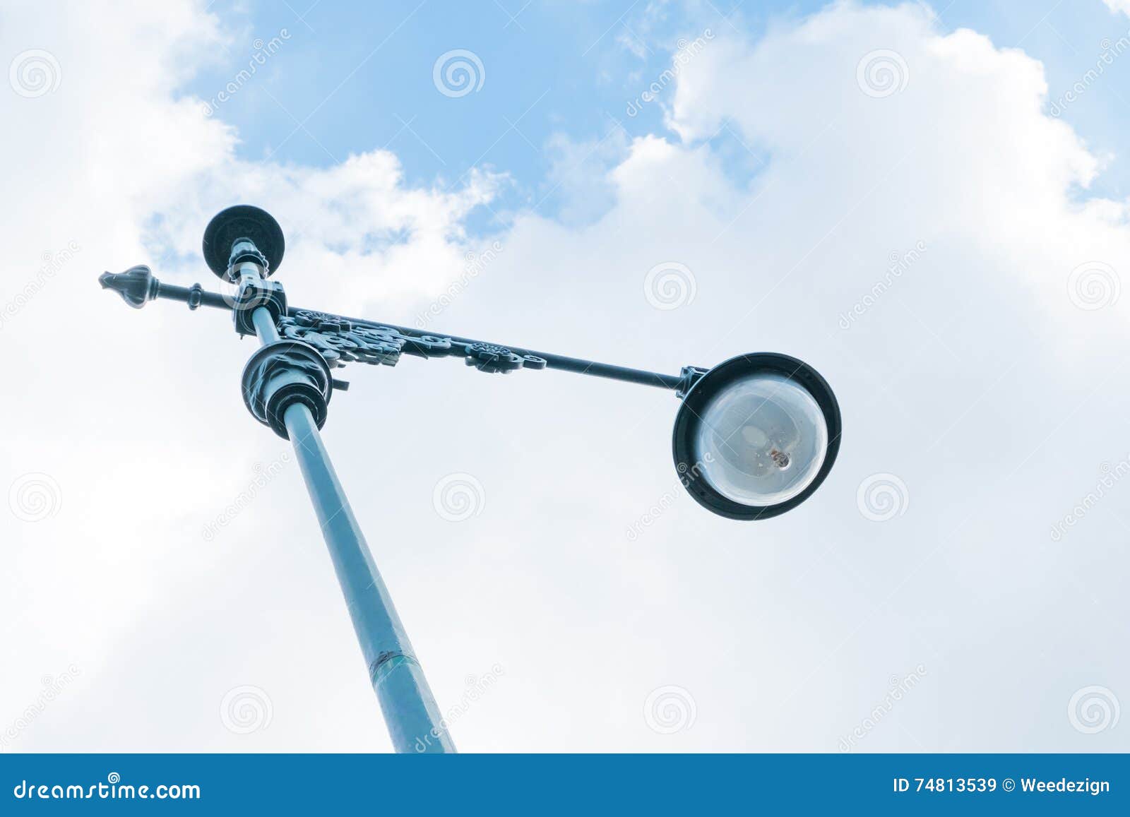 Looking Up at Light Post with Blue Sky and Cloud Stock Image - Image of ...