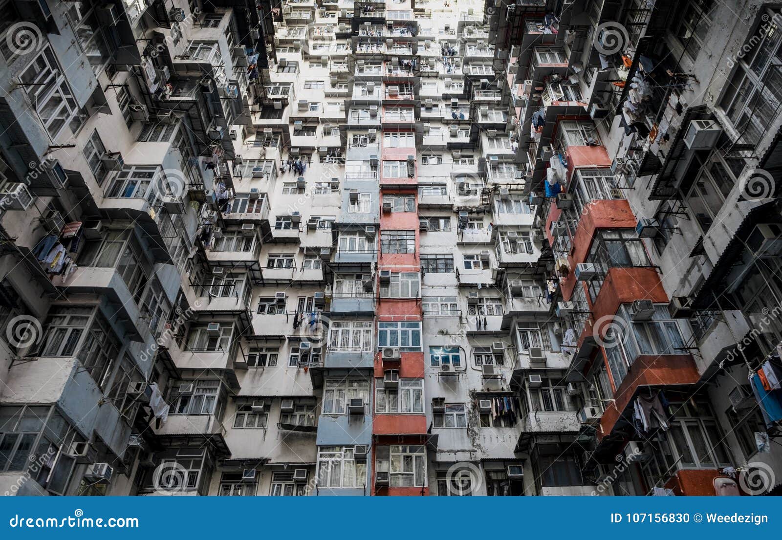 Looking Up at Old Building To Sky in Perspective View, Dramatic Stock ...