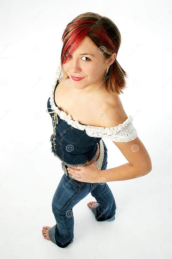 Looking Up Over Shoulder stock photo. Image of twenty, barefoot - 501032