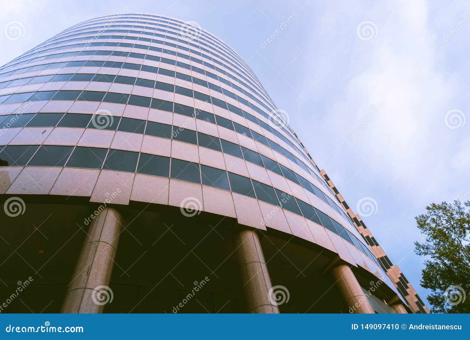 Looking Up at a Round Shaped Office Building Stock Photo - Image of ...