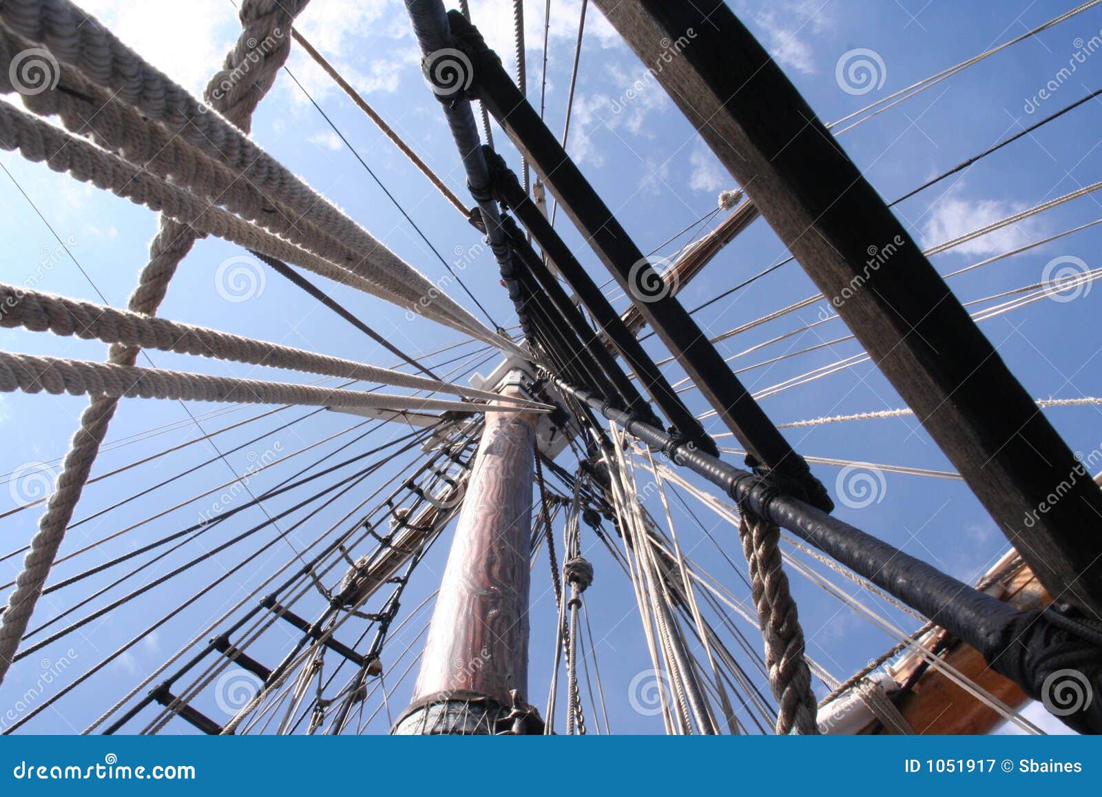 Looking Up Sailing Ship Mast into the Rigging - Strong Perspective ...
