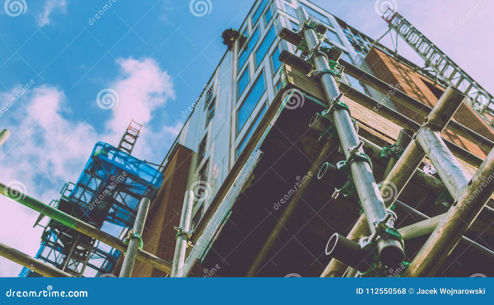 Looking Up at Scaffolding on a Building from a Corner Angle Stock Photo ...