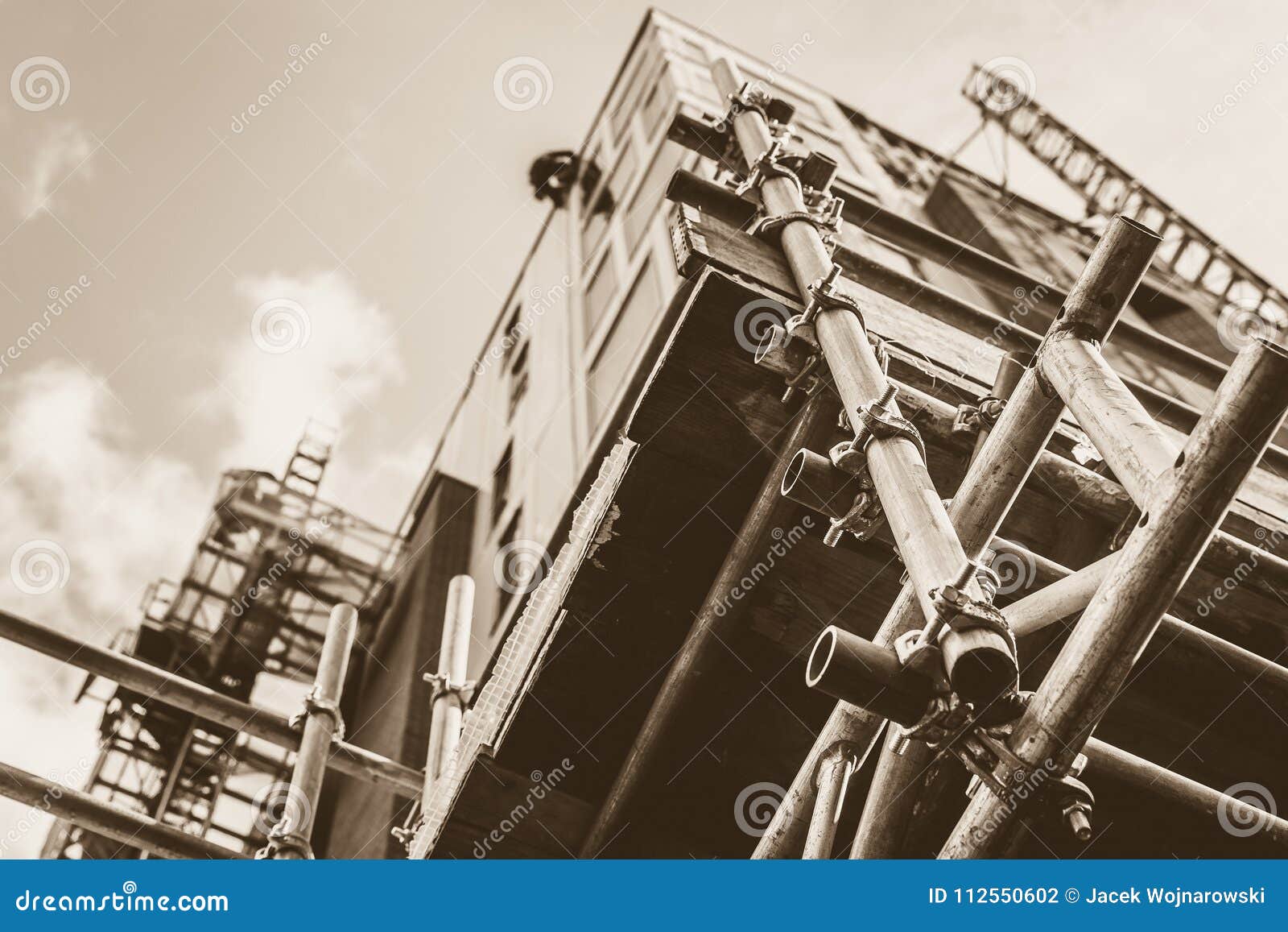 Looking Up at Scaffolding on a Building from a Corner Angle in S Stock ...