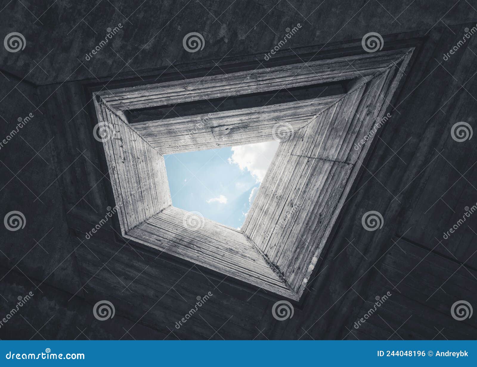Looking Up at the Sky through Pentagonal Shaped Light Well. Stock Photo ...