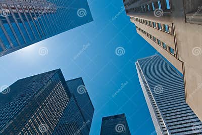 Looking Up at the Skyscrapers Stock Photo - Image of building, front ...