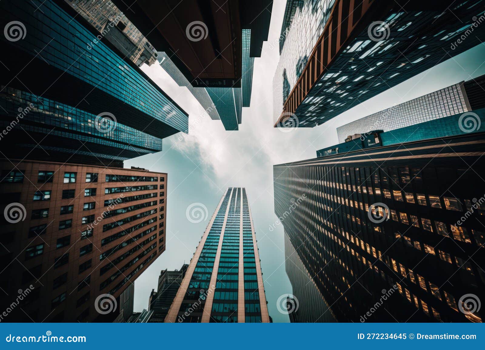 Looking Up at Skyscrapers from Low Angle. Generative AI Stock ...