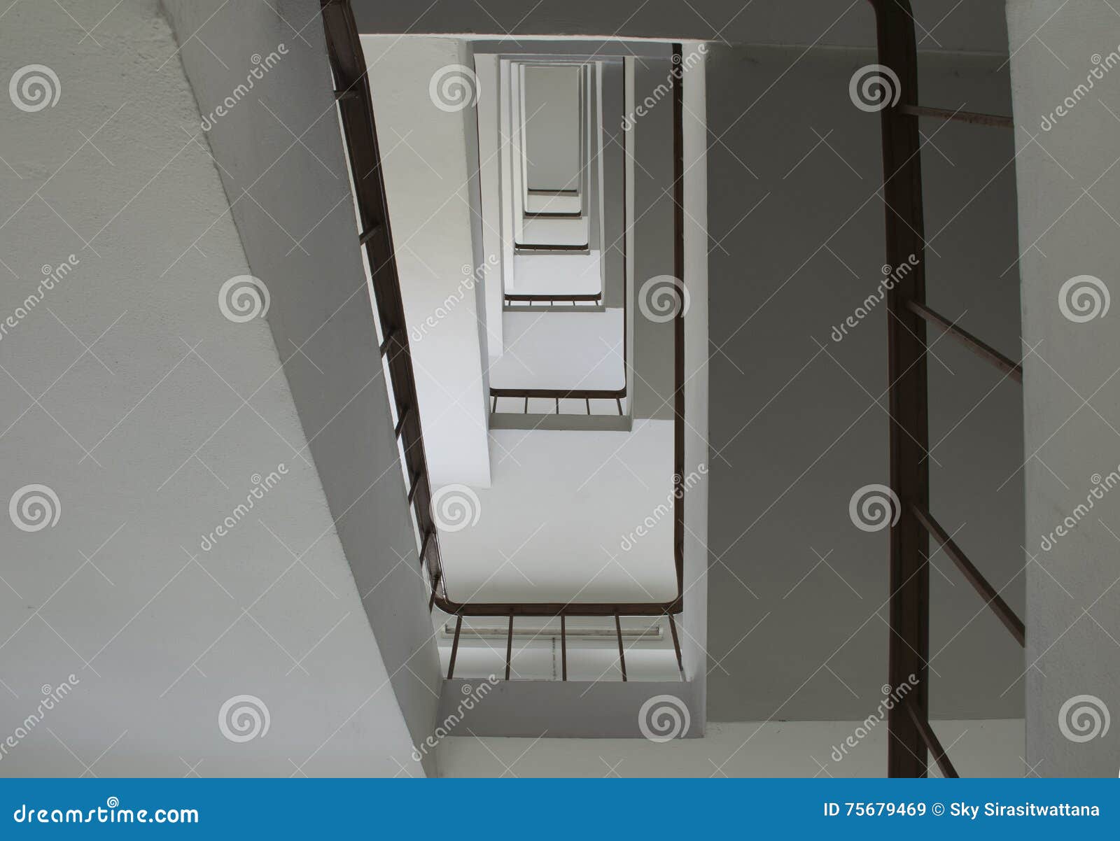Looking Up Stairwell Building. Abstract Architecture Background. Stock ...