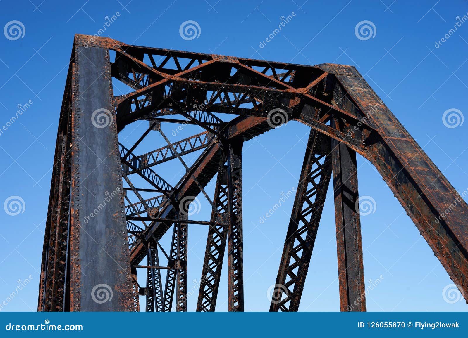 Looking Up at a Steel Train Bridge Structure Stock Photo - Image of ...