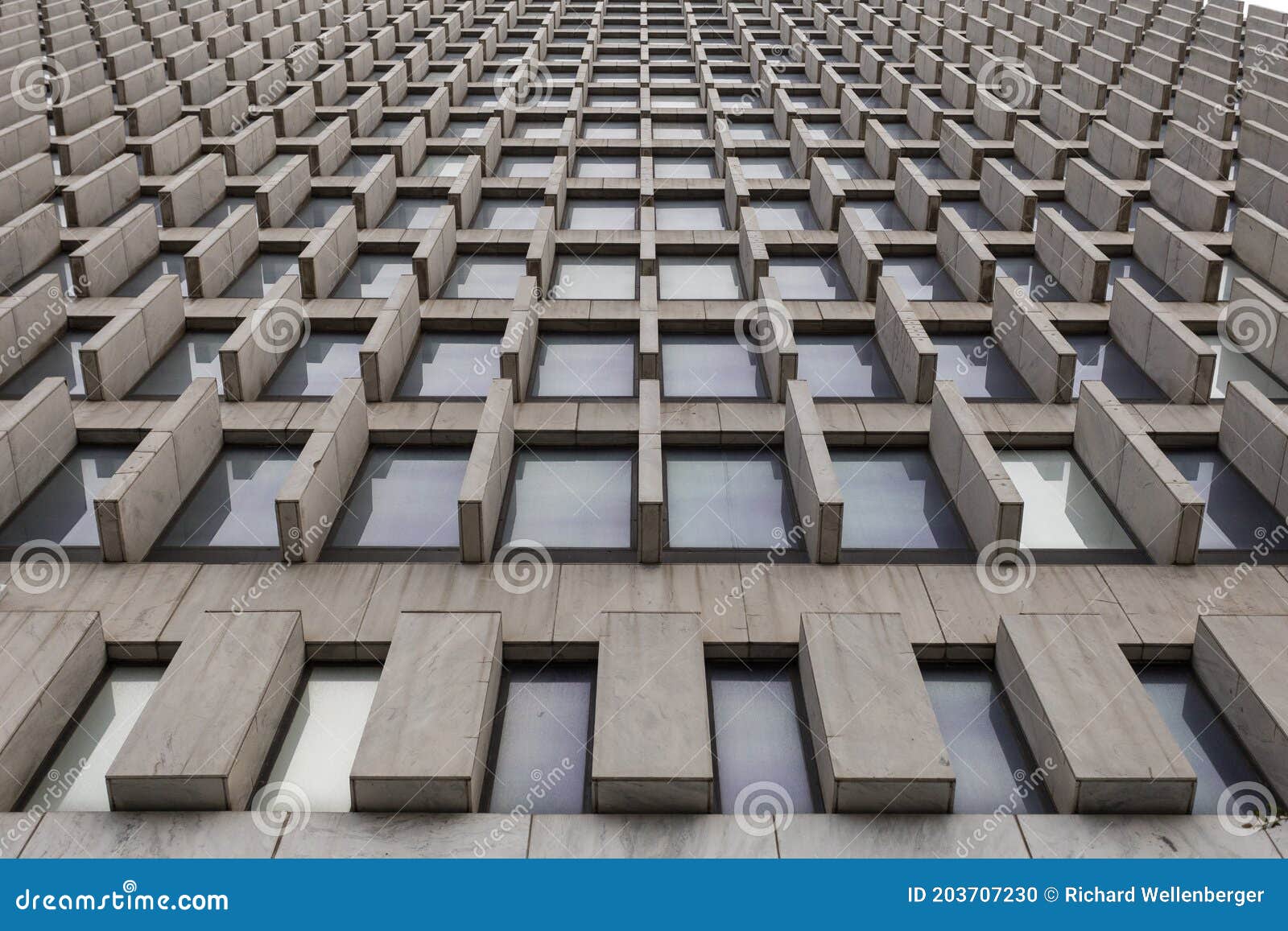 Looking Up at a Tall Building with Interesting Patterned Architecture ...