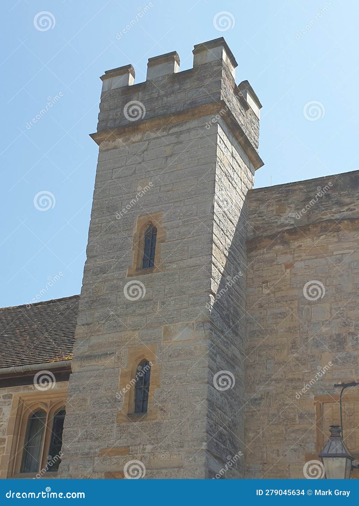 Looking Up at the Tall Castle Tower Stock Photo - Image of steeple ...