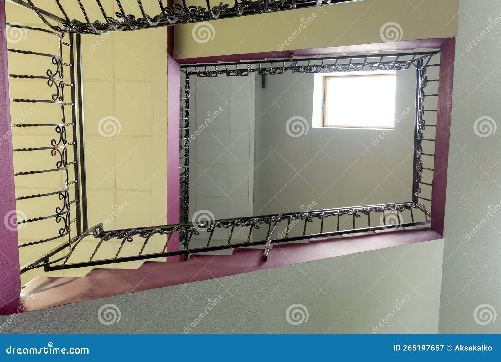 Looking Up a Three Story Staircase Stock Image - Image of detail ...