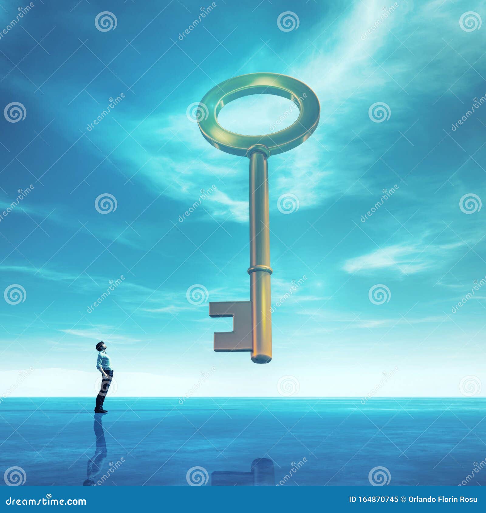 Looking up to a big key stock illustration. Illustration of challenge ...