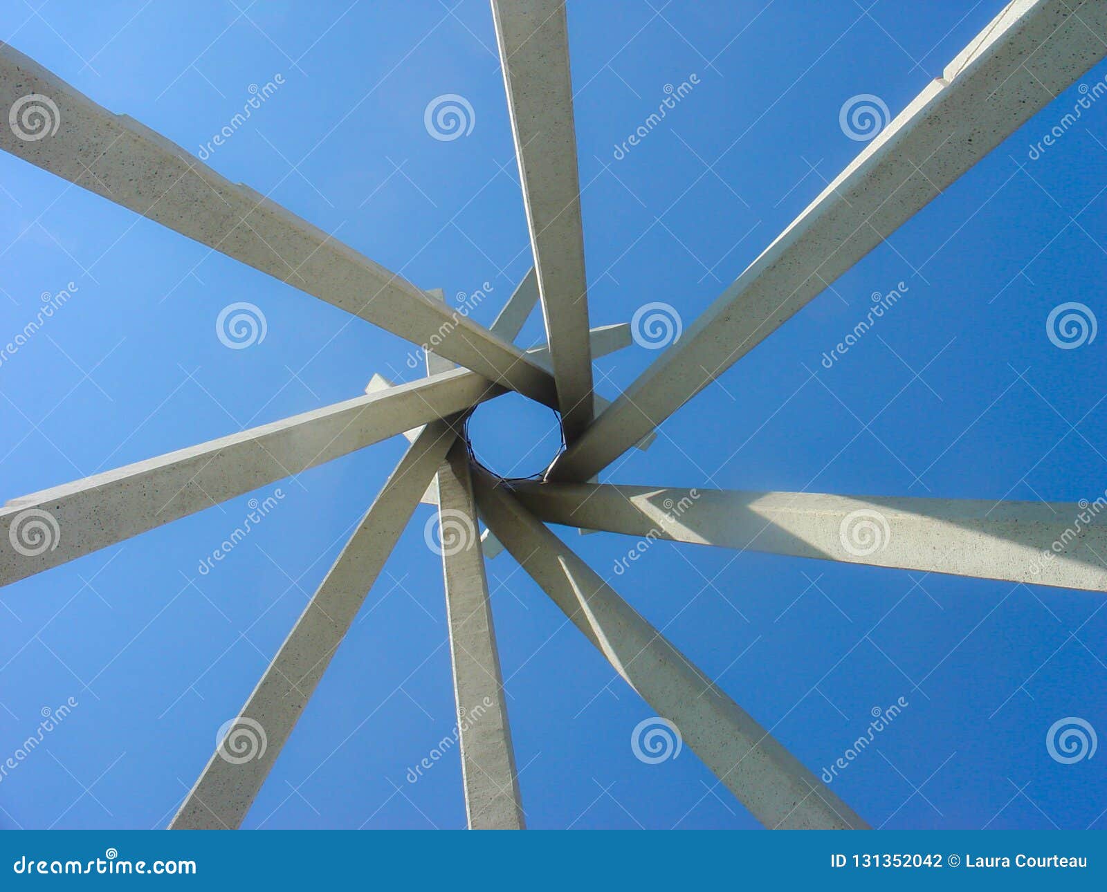 Looking Up To the Sky through a Shape Formed by 8 Concrete Beams ...