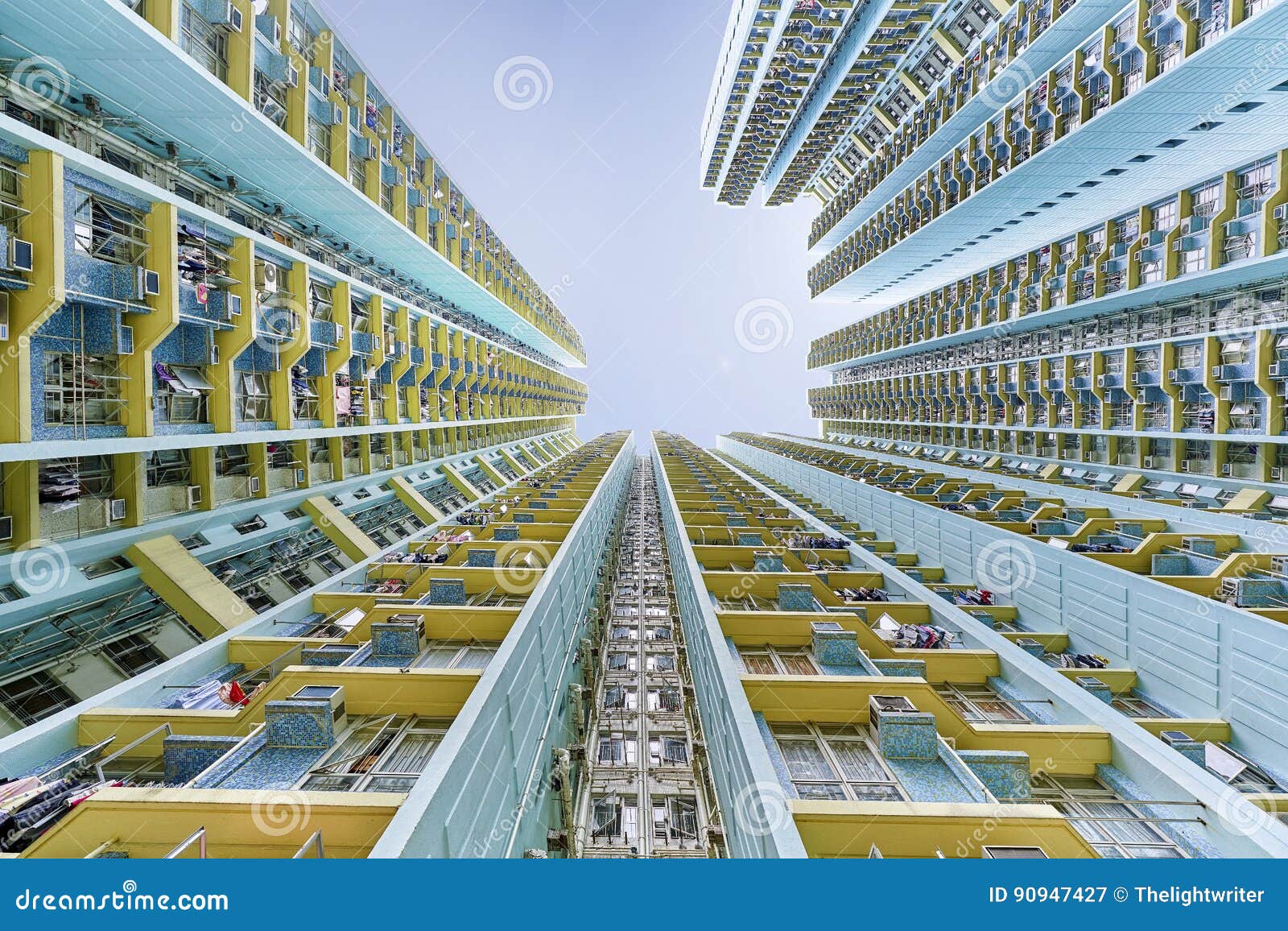 Looking Up To Skyscrapers with Wideangle Stock Image - Image of ...