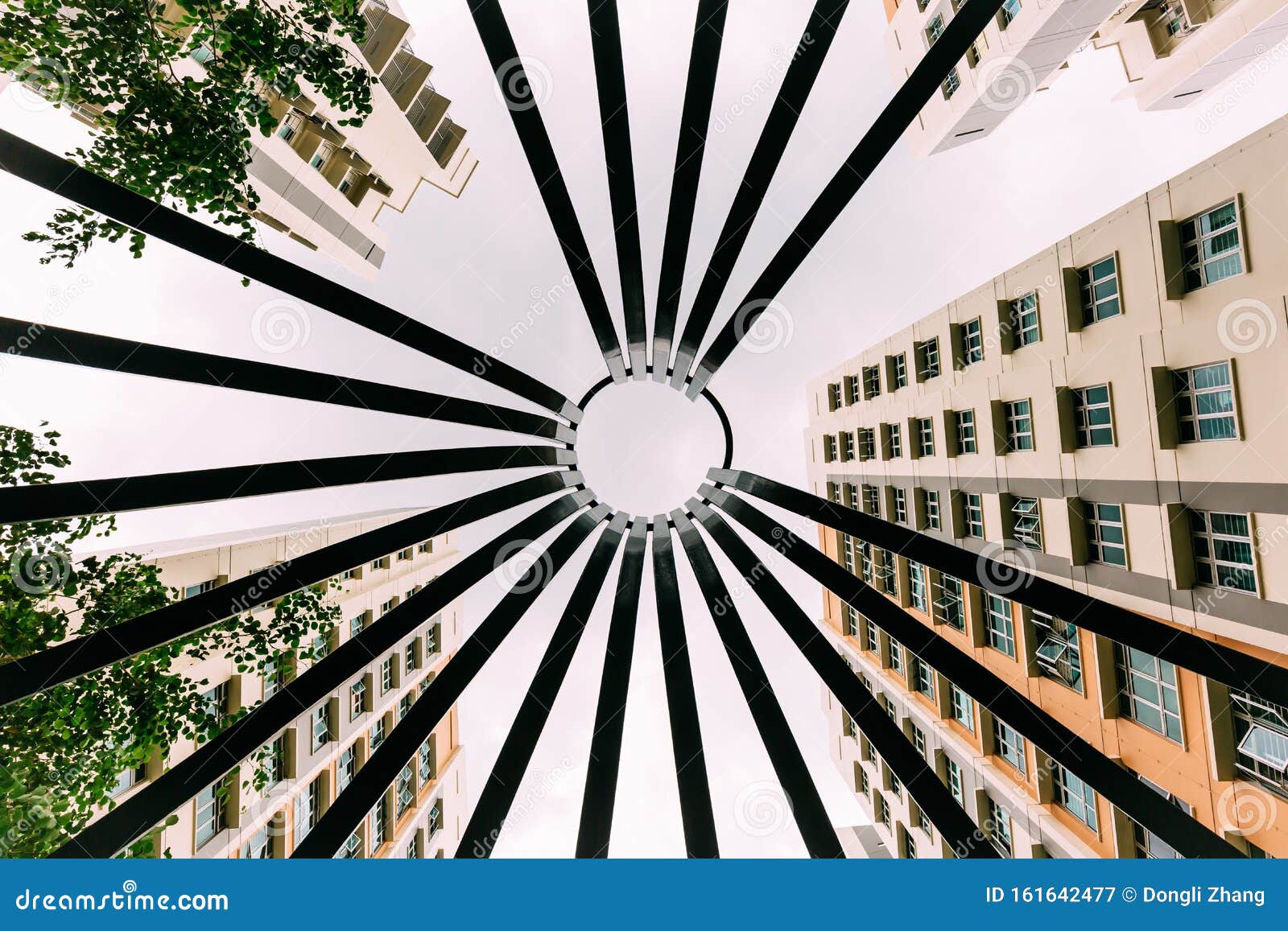 Looking Up View of Residential Tower Building from Pavilion Stock Image ...