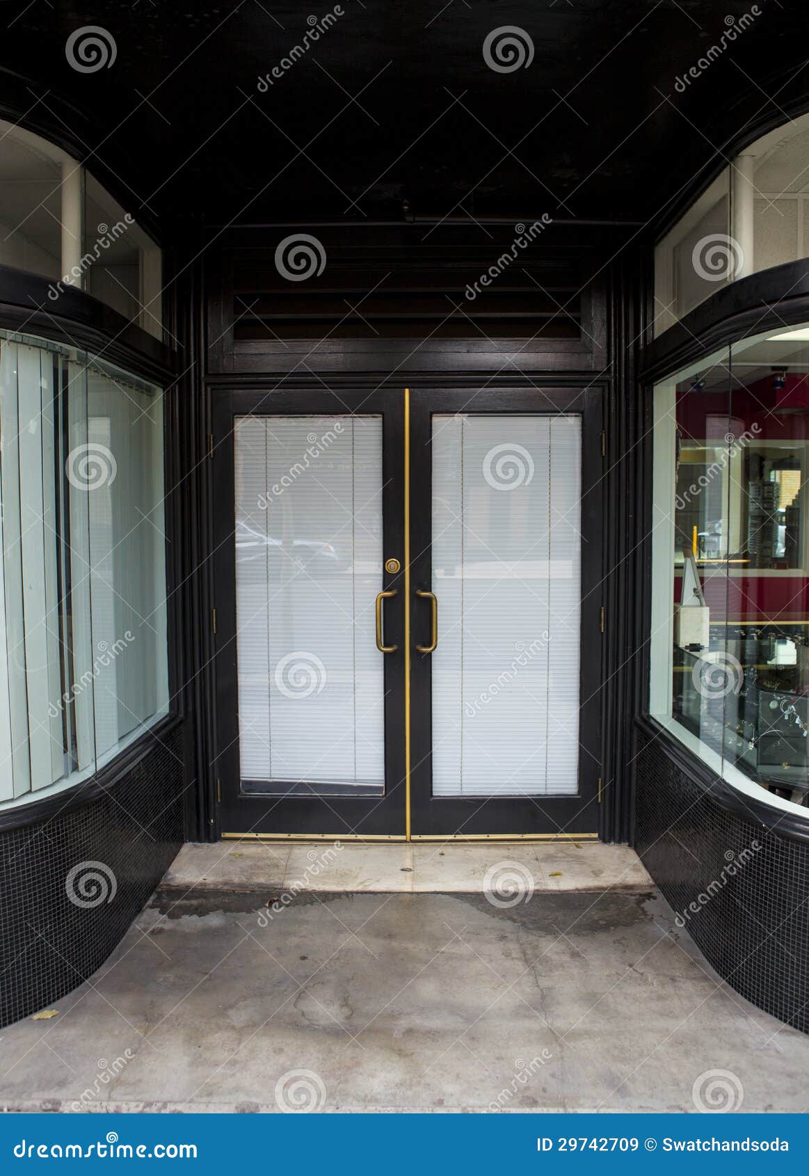 Closed Retail Vintage Glass Door Entryway Stock Image - Image of front ...