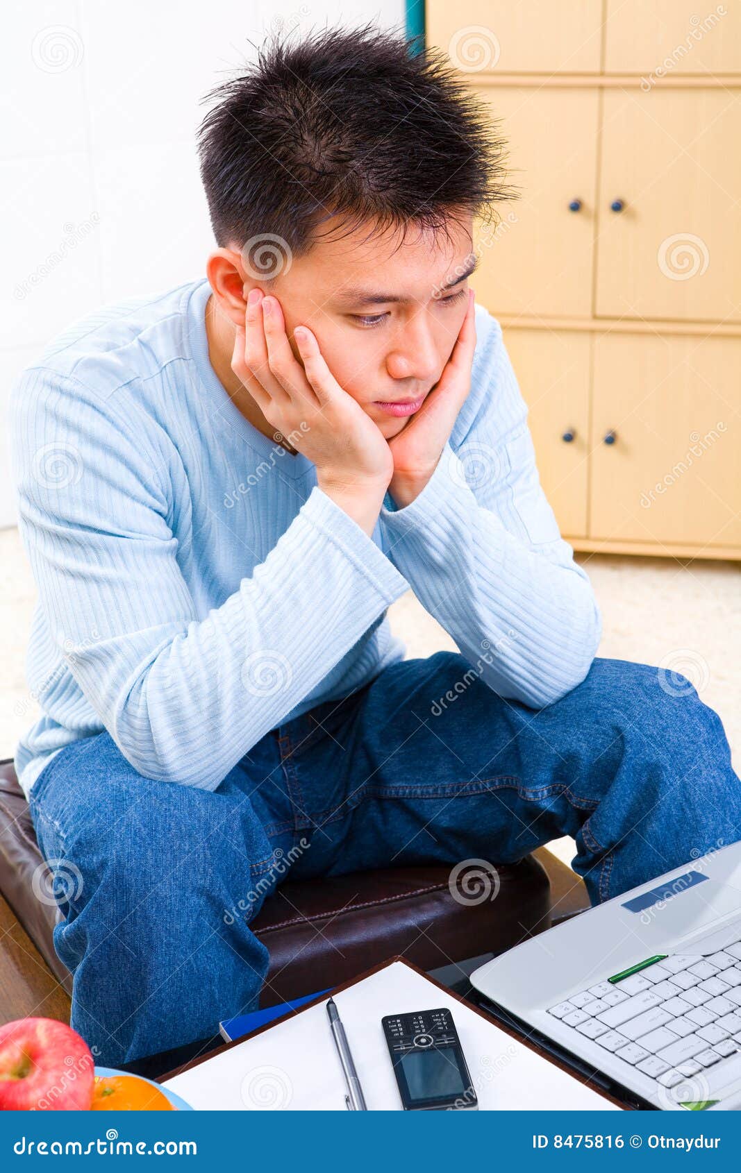 Looking and Waiting His Laptop Stock Photo - Image of home, working ...