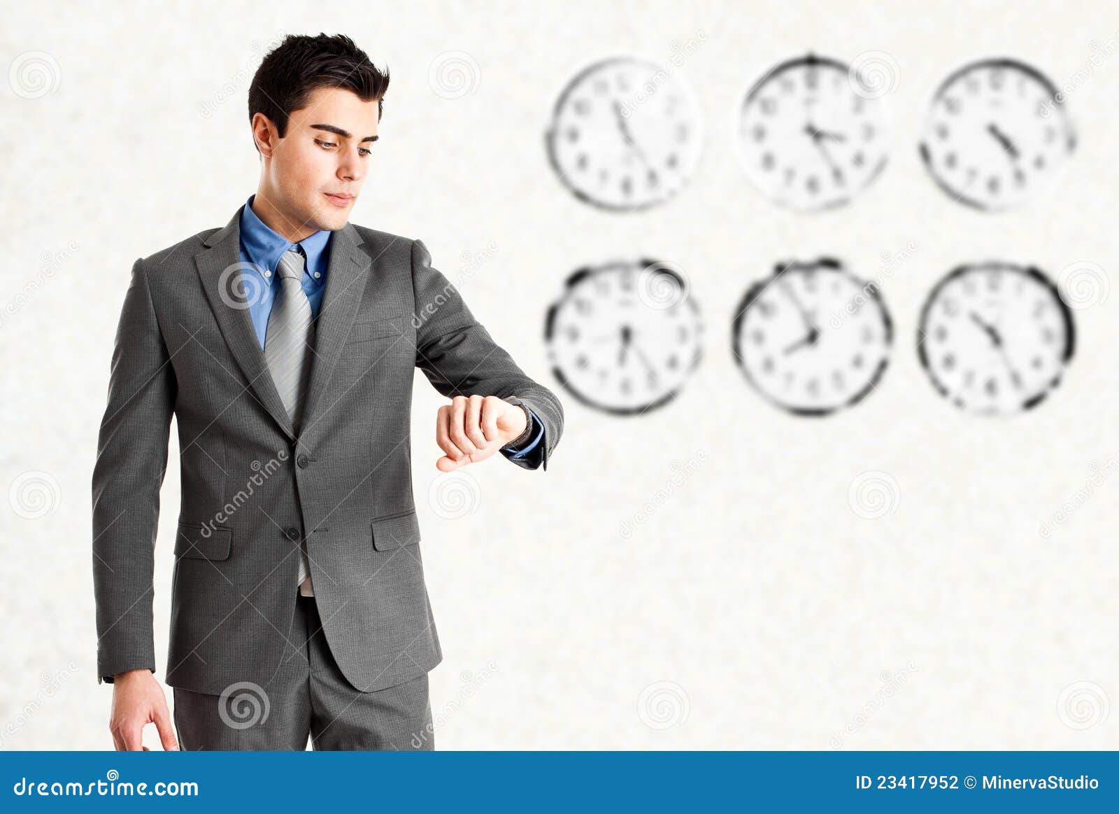 Looking at the watch stock photo. Image of male, mature - 23417952