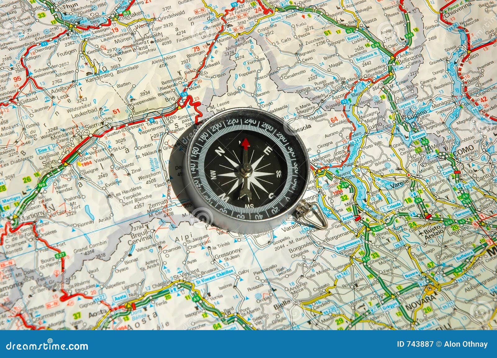 Travel Destination Italy, Map With Compass Royalty-Free Stock Image ...