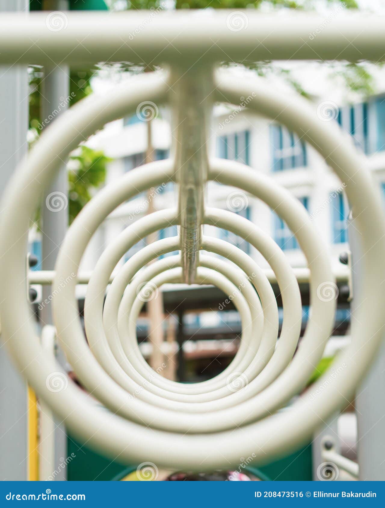 Looking through White Metal Ring Monkey Bars at the Playground Stock ...