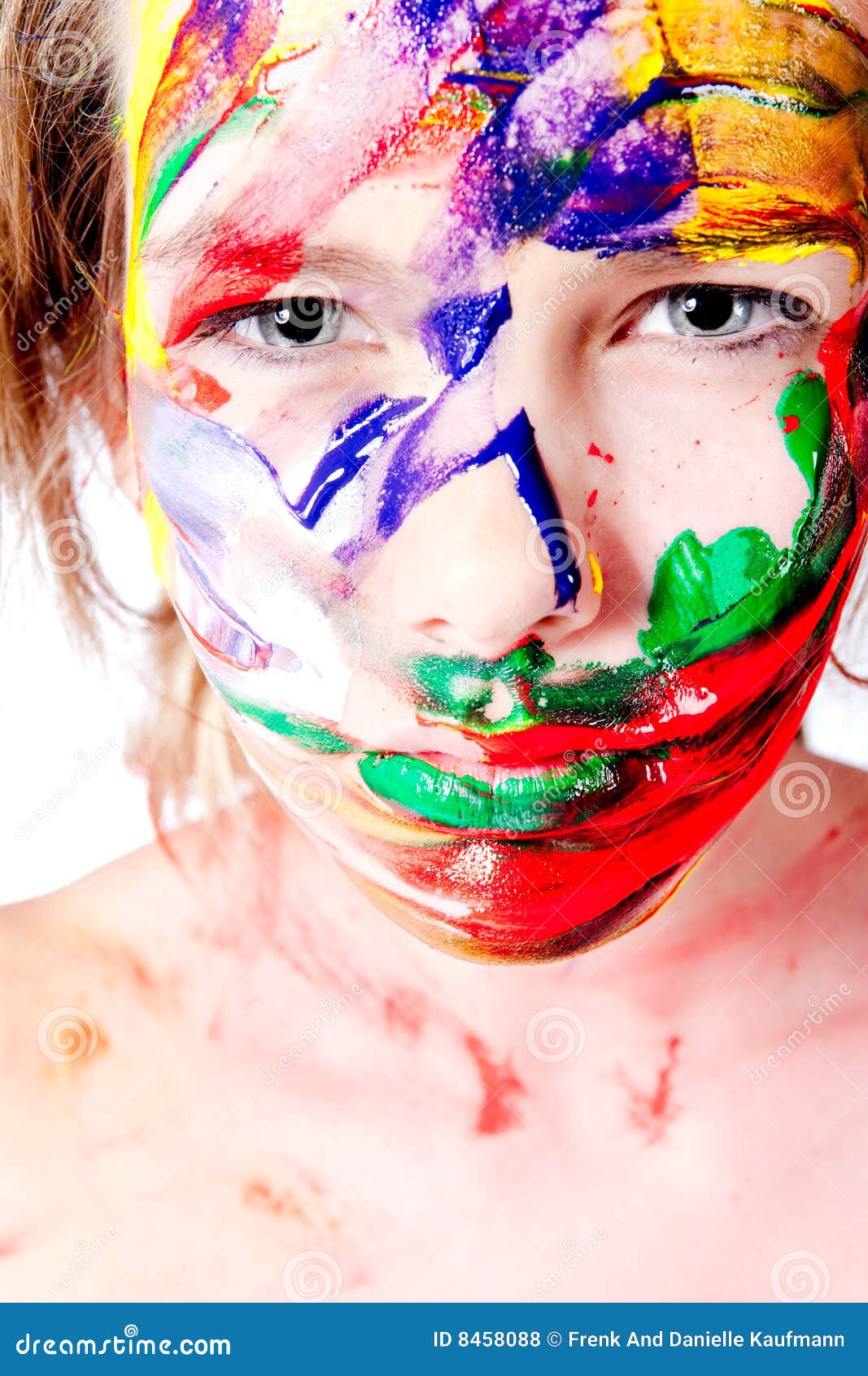 Looking at You with Paint Smeared on My Face Stock Photo - Image of ...