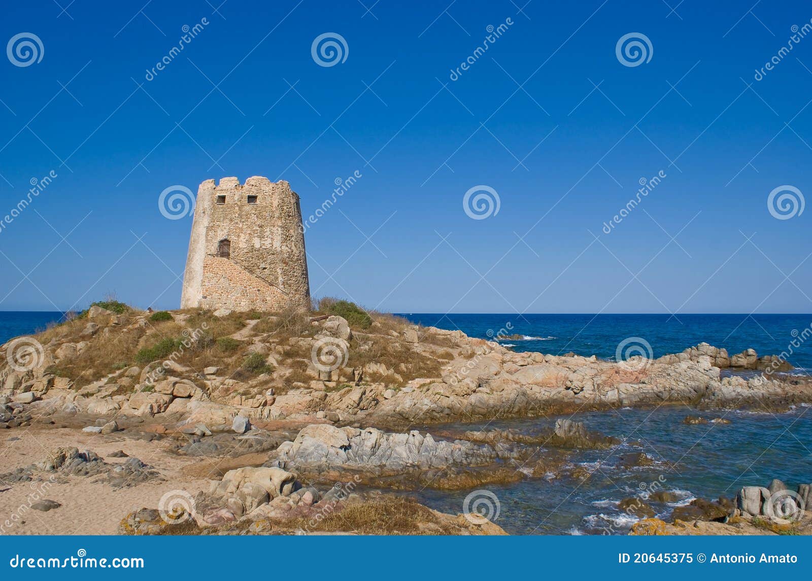 Lookout Tower Along the Italian Coast Stock Image - Image of white ...