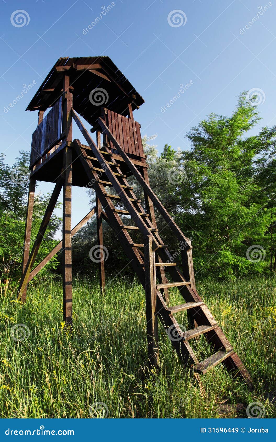 Lookout tower for hunters stock image. Image of wooden - 31596449