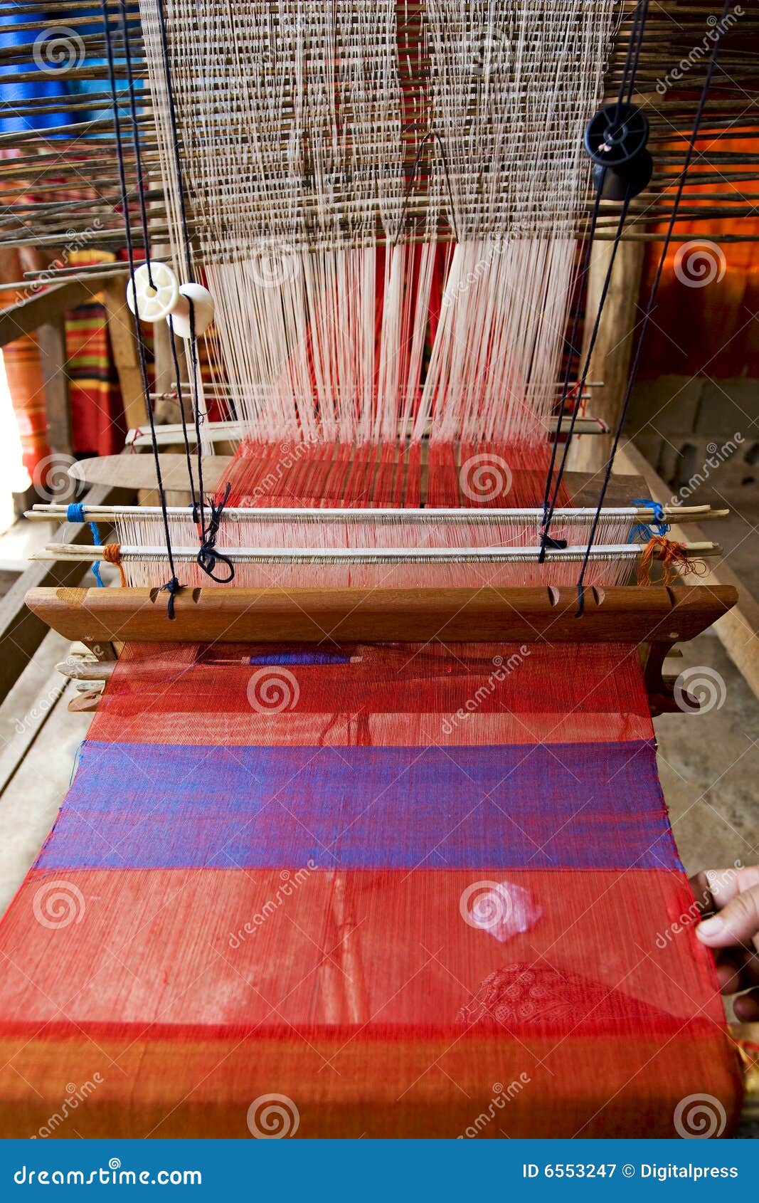 Loom, textiles by hand stock image. Image of asia, manual - 6553247