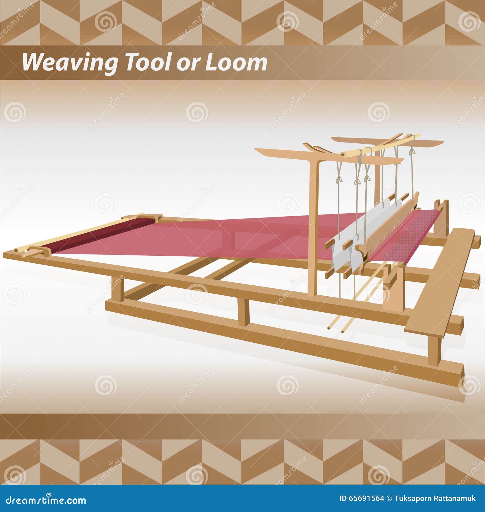 Loom stock vector. Illustration of workshop, engraving - 65691564